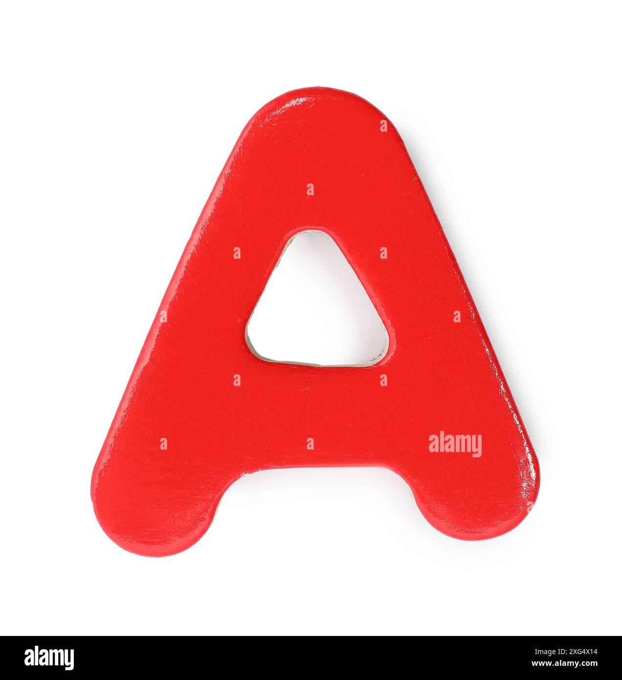 Red magnetic letter A isolated on white, top view. Alphabet Stock Photo ...