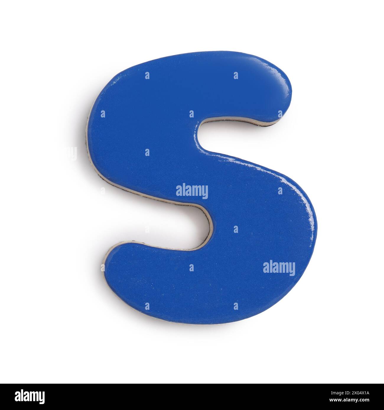 Blue magnetic letter S isolated on white, top view. Alphabet Stock ...