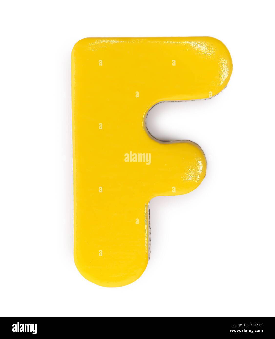 Yellow magnetic letter F isolated on white, top view. Alphabet Stock ...