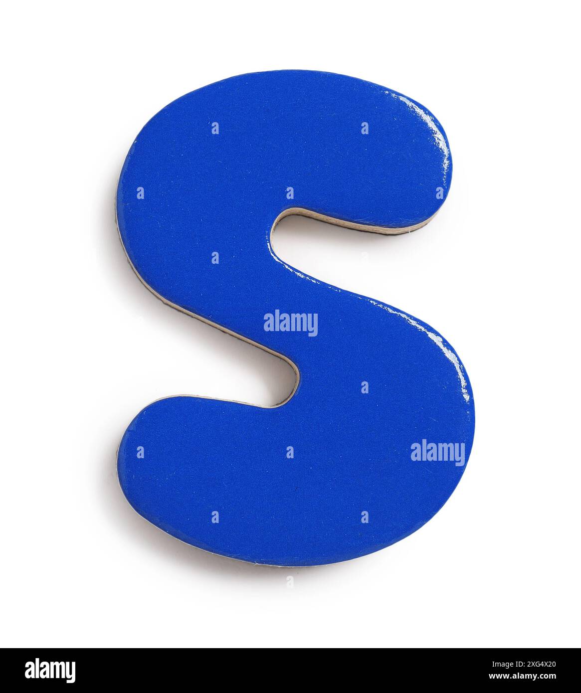 Blue magnetic letter S isolated on white, top view. Alphabet Stock ...