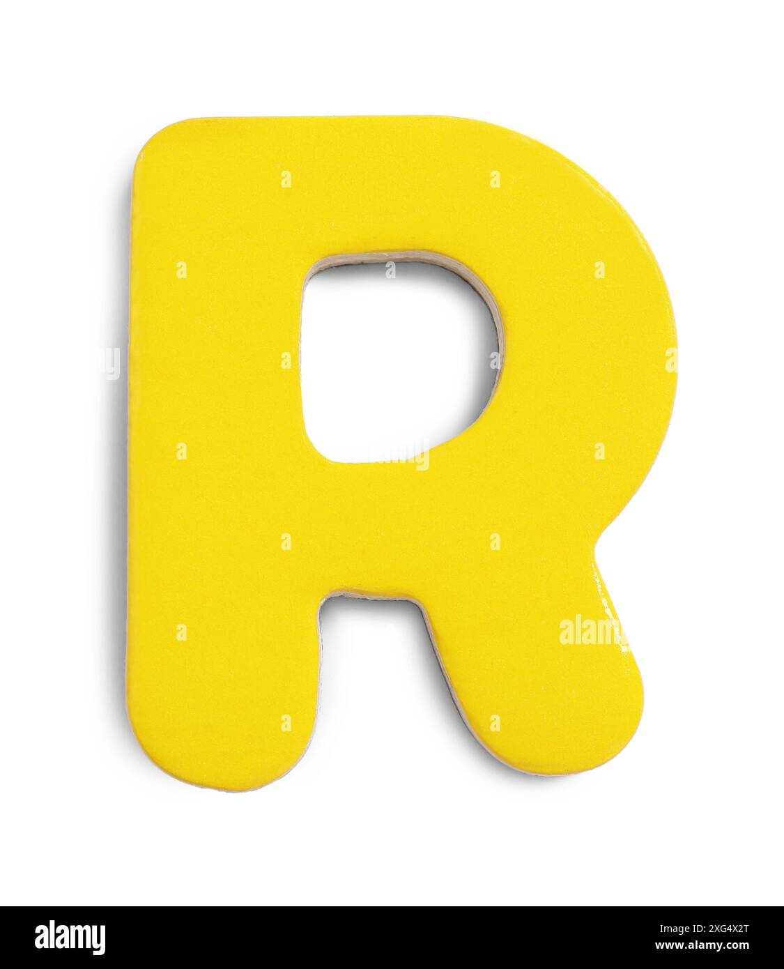Yellow magnetic letter R isolated on white, top view. Alphabet Stock ...