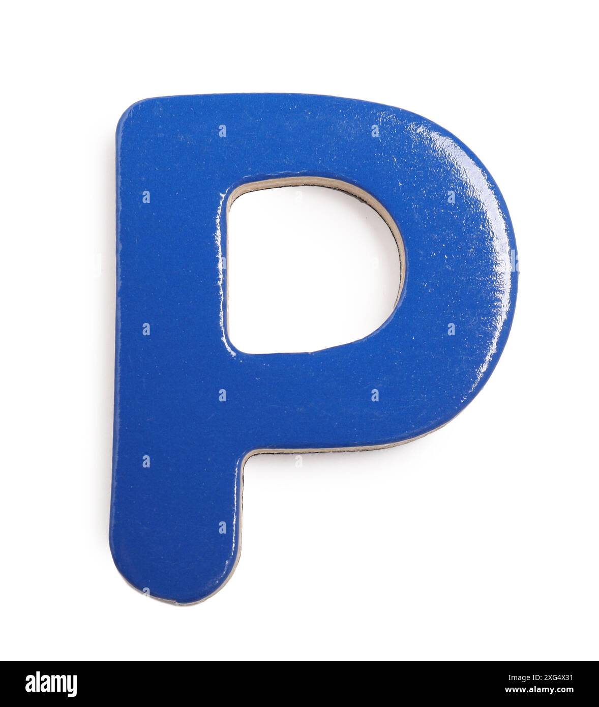 Blue magnetic letter P isolated on white, top view. Alphabet Stock ...