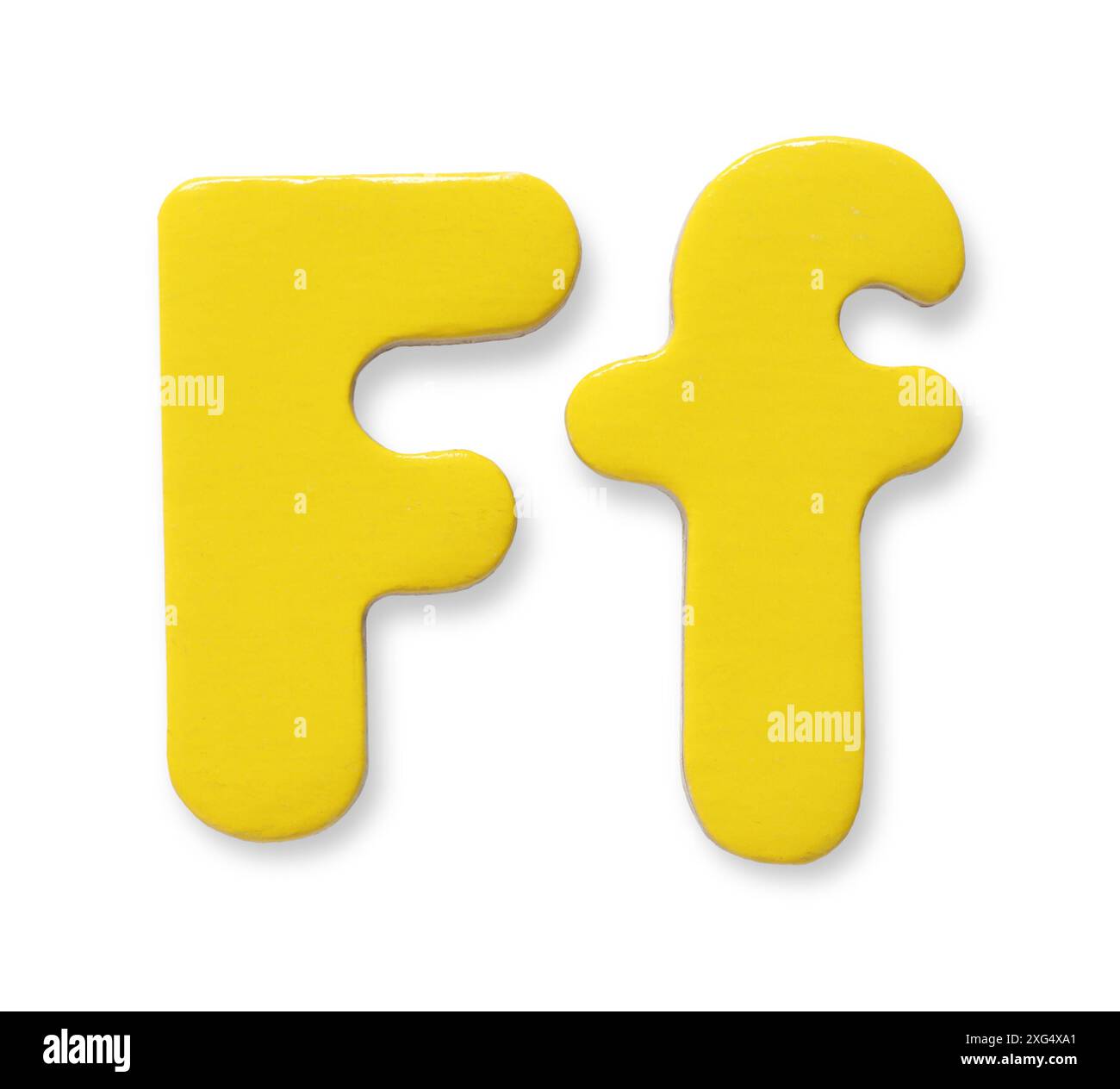 Uppercase and lowercase yellow magnetic letter F isolated white Stock ...