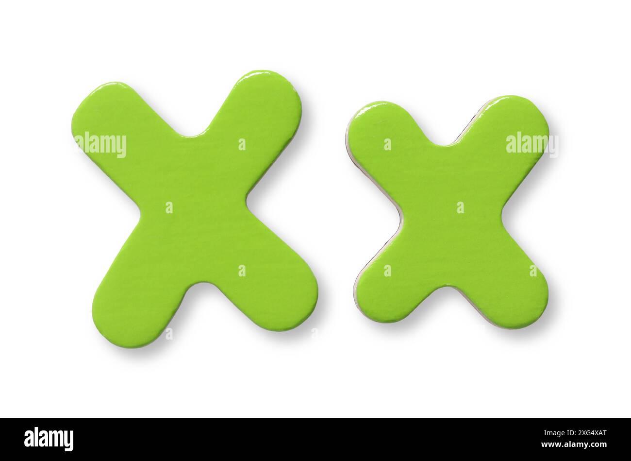 Uppercase and lowercase green magnetic letter X isolated white Stock ...