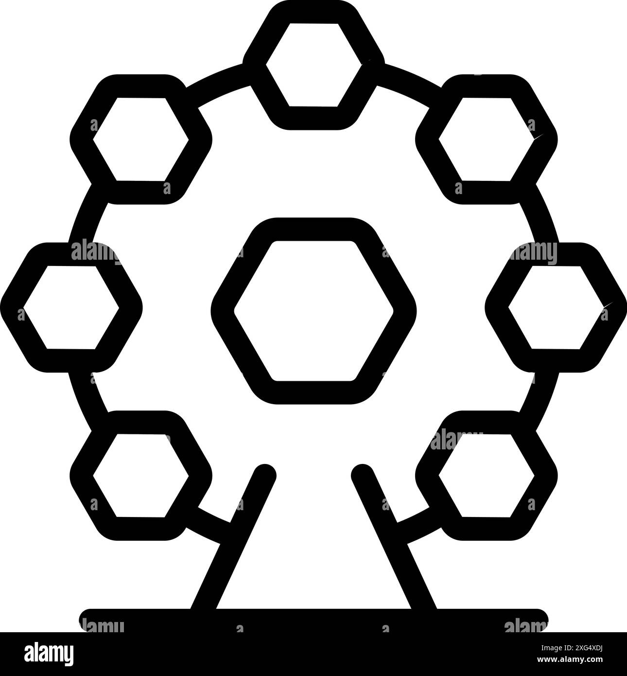 Simple line drawing of a ferris wheel spinning at an amusement park ...