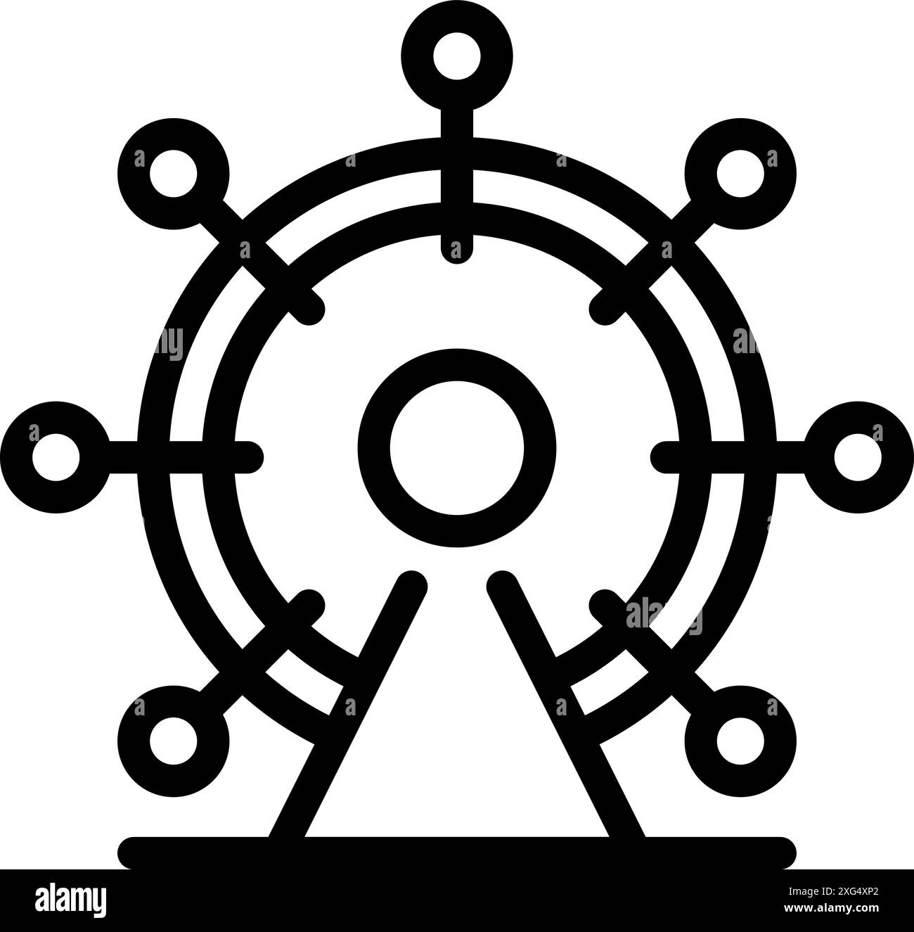 Line art icon representing a ferris wheel, perfect for projects related ...