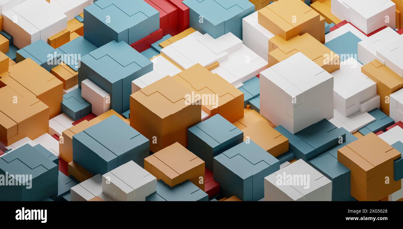 Colorful abstract block pattern 3d render illustration Stock Photo - Alamy