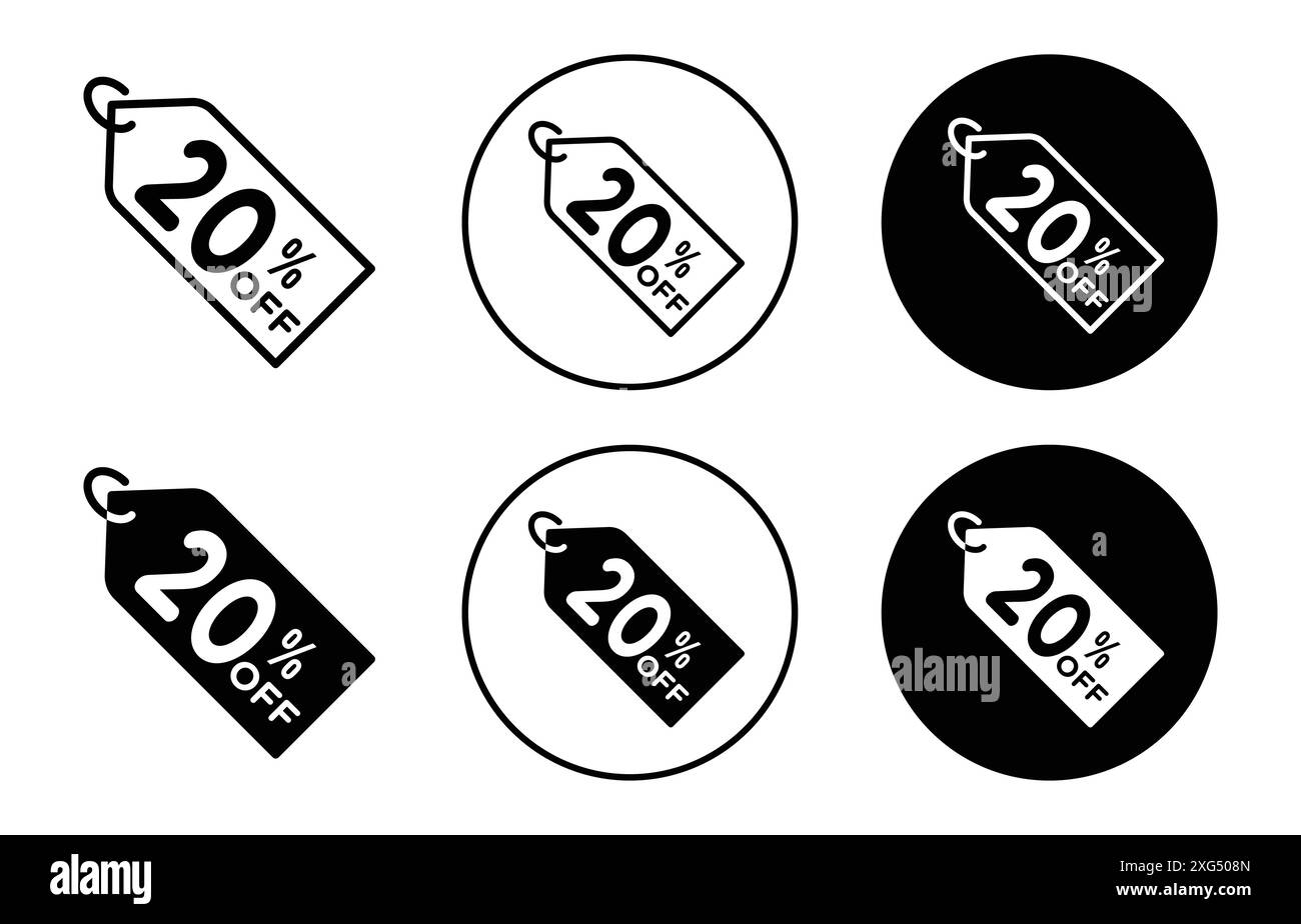 20 percent price tag icon vector logo set collection for web app ui ...