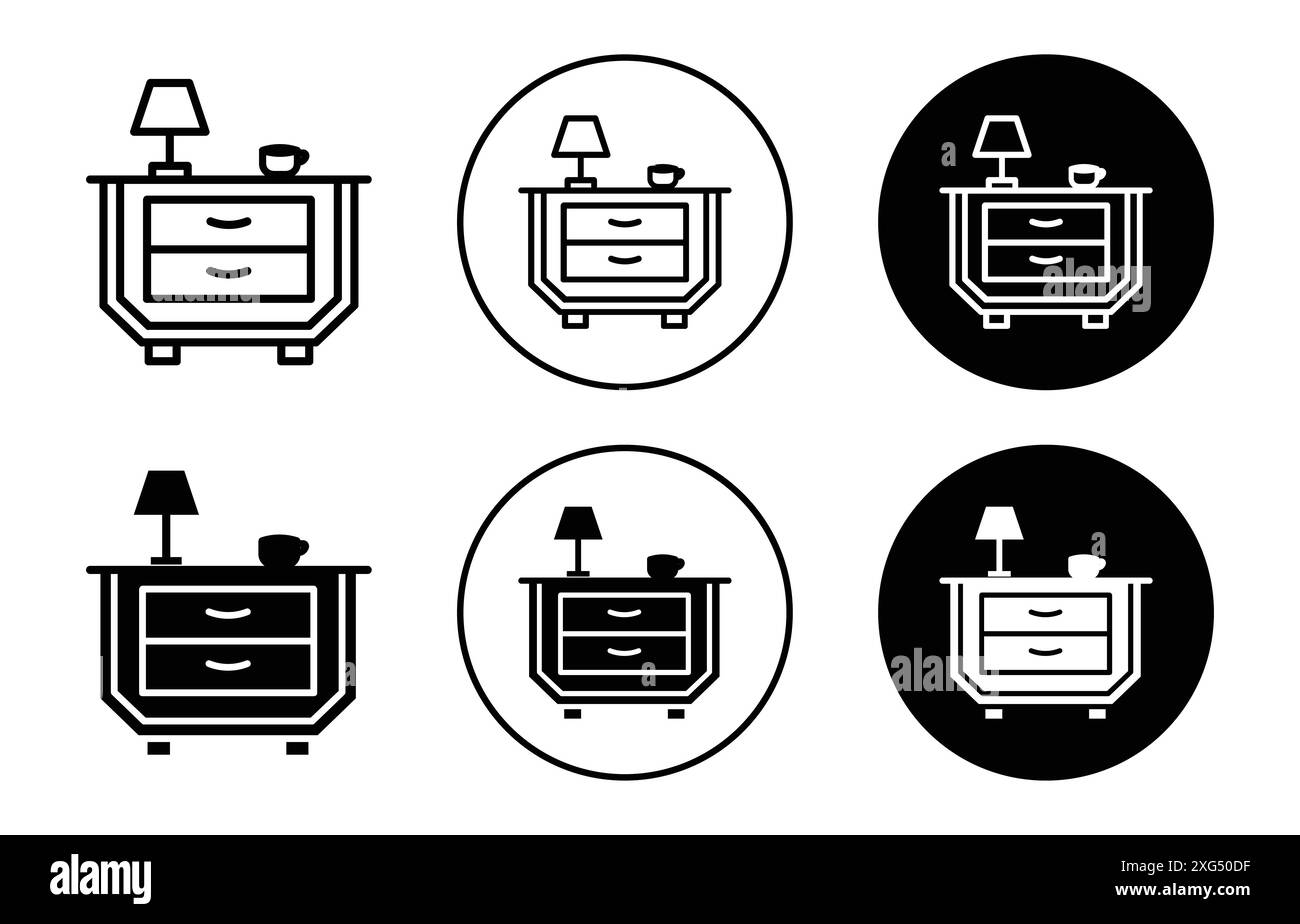 Bedside table icon vector logo set collection for web app ui Stock ...