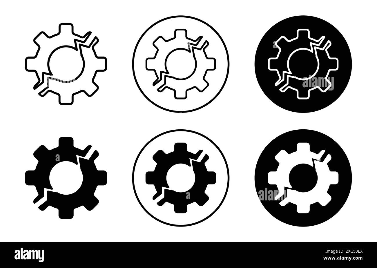 broken gear icon vector logo set collection for web app ui Stock Vector ...