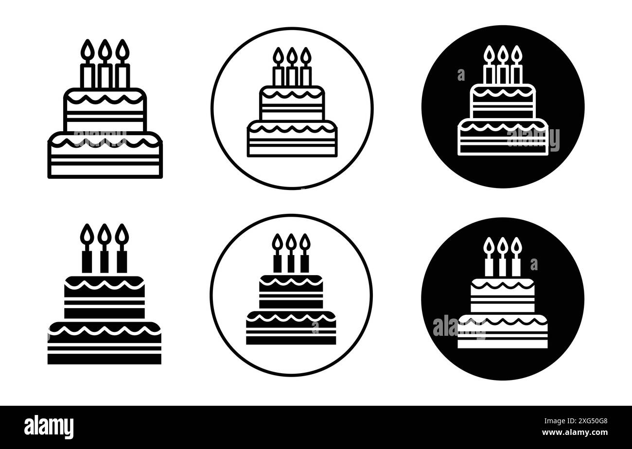 Birthday cake icon vector logo set collection for web app ui Stock Vector Image & Art - Alamy