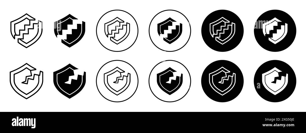 Broken shield icon vector logo set collection for web app ui Stock ...