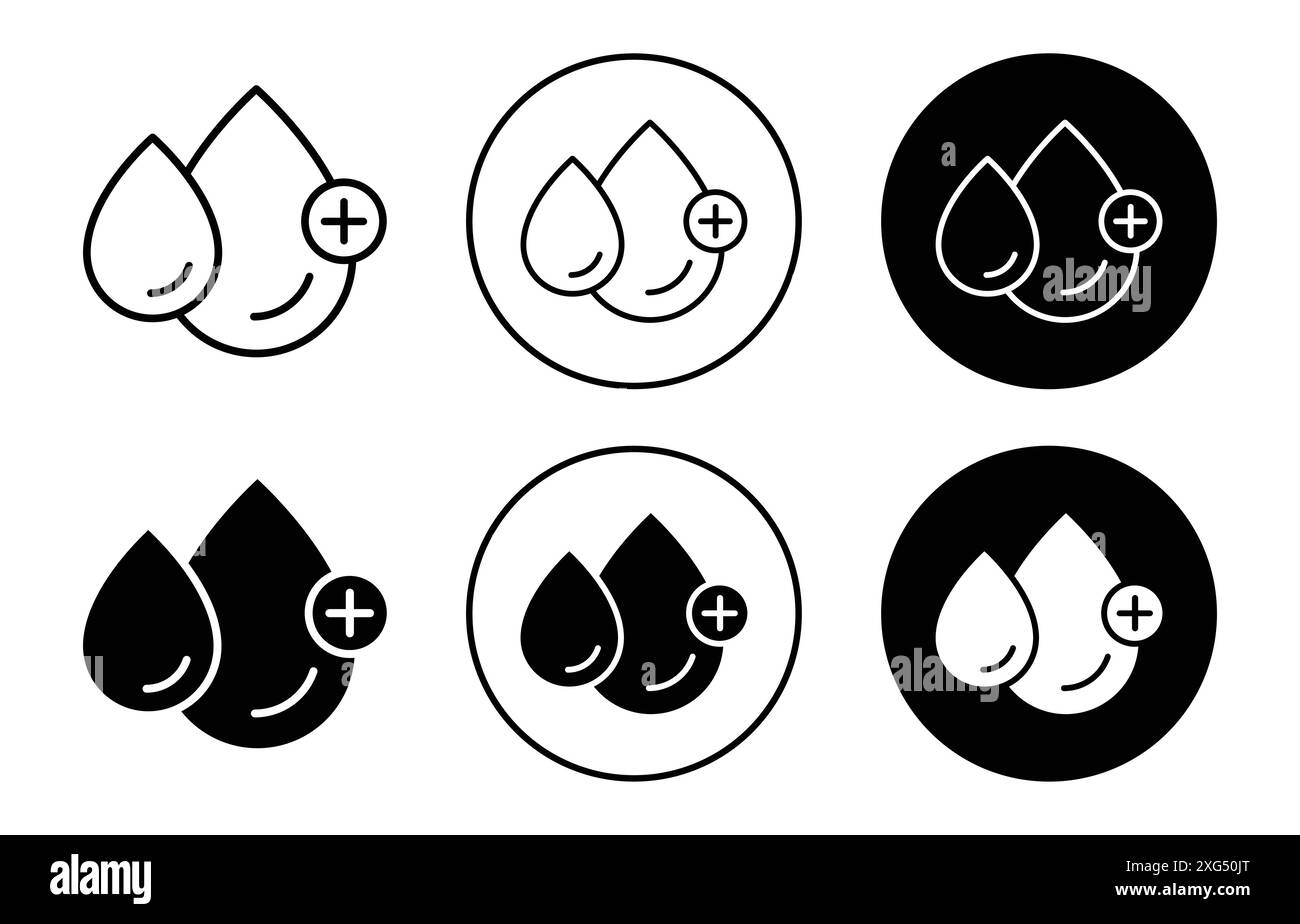 Blood drops line icon vector logo set collection for web app ui Stock ...