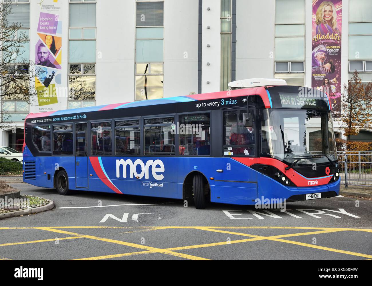 Morebus 237 (HF18 CHG), an Alexander-Dennis Enviro 200MMC, arrives ...