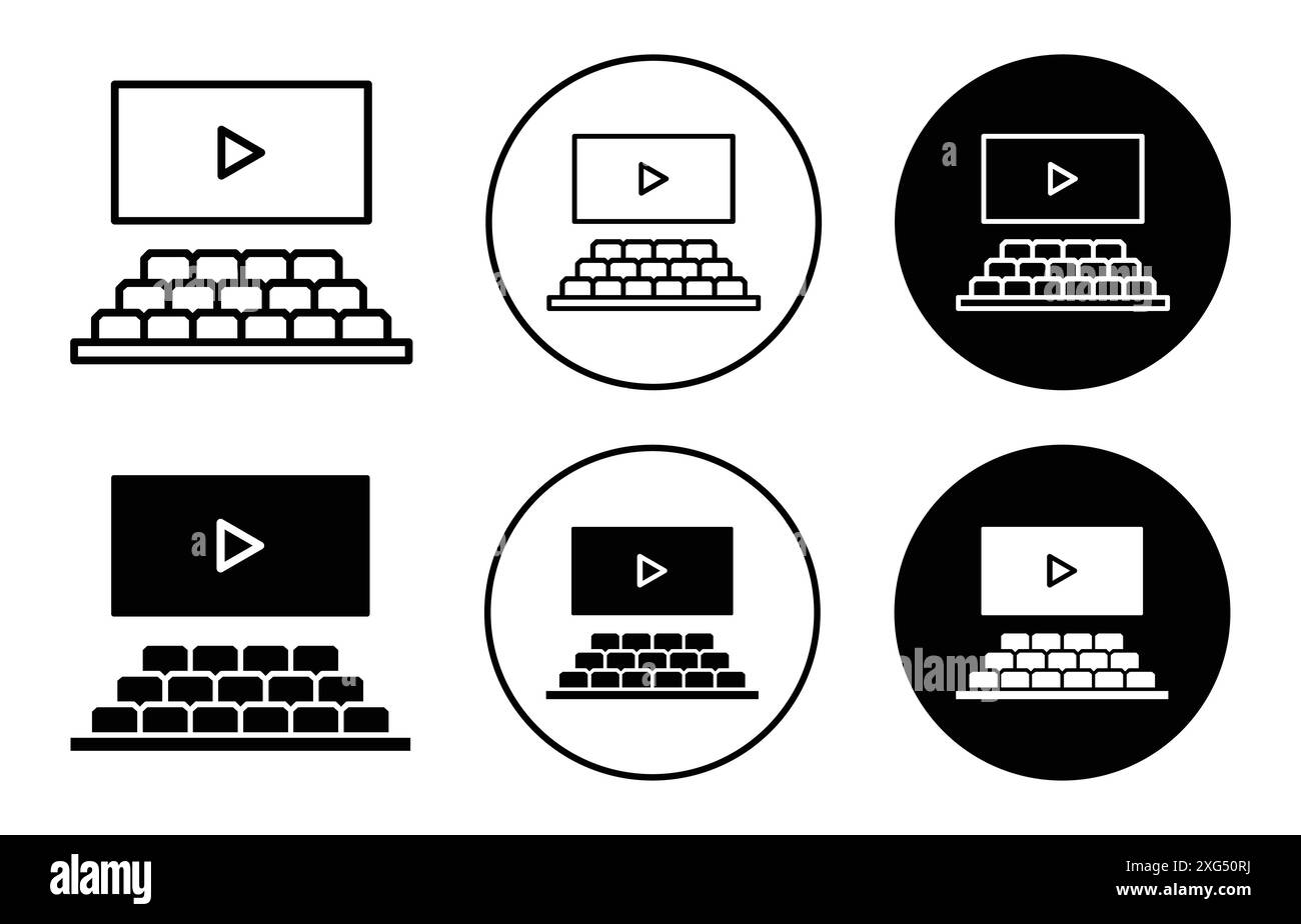 Cinema Hall Icon Vector Logo Set Collection For Web App Ui Stock Vector