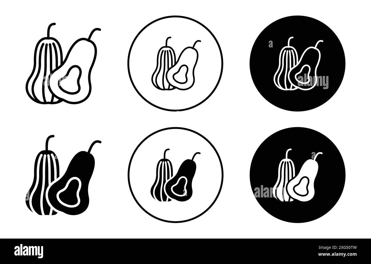 Butternut squash icon vector logo set collection for web app ui Stock ...