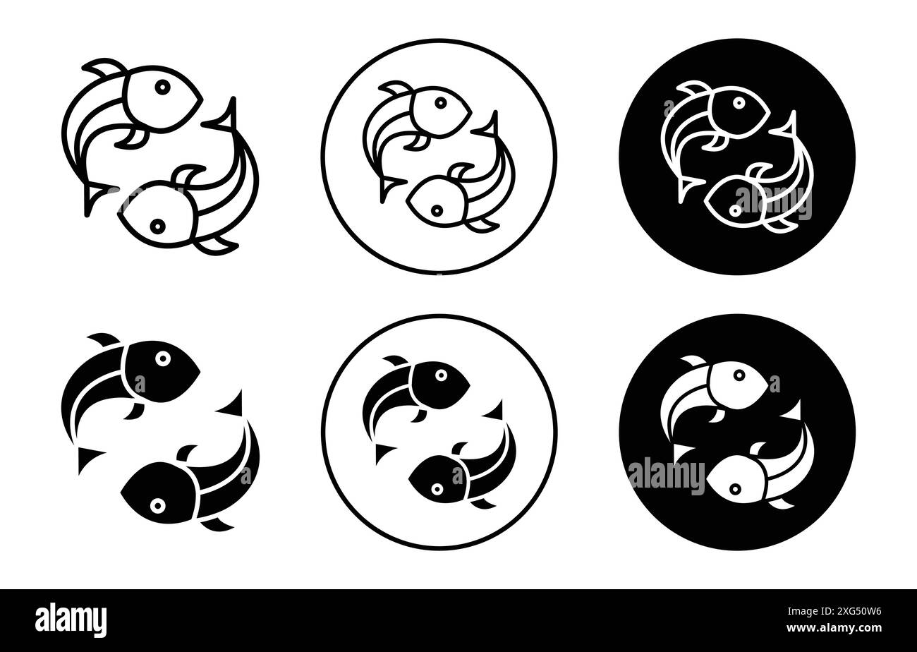 Chinese fish icon vector logo set collection for web app ui Stock ...