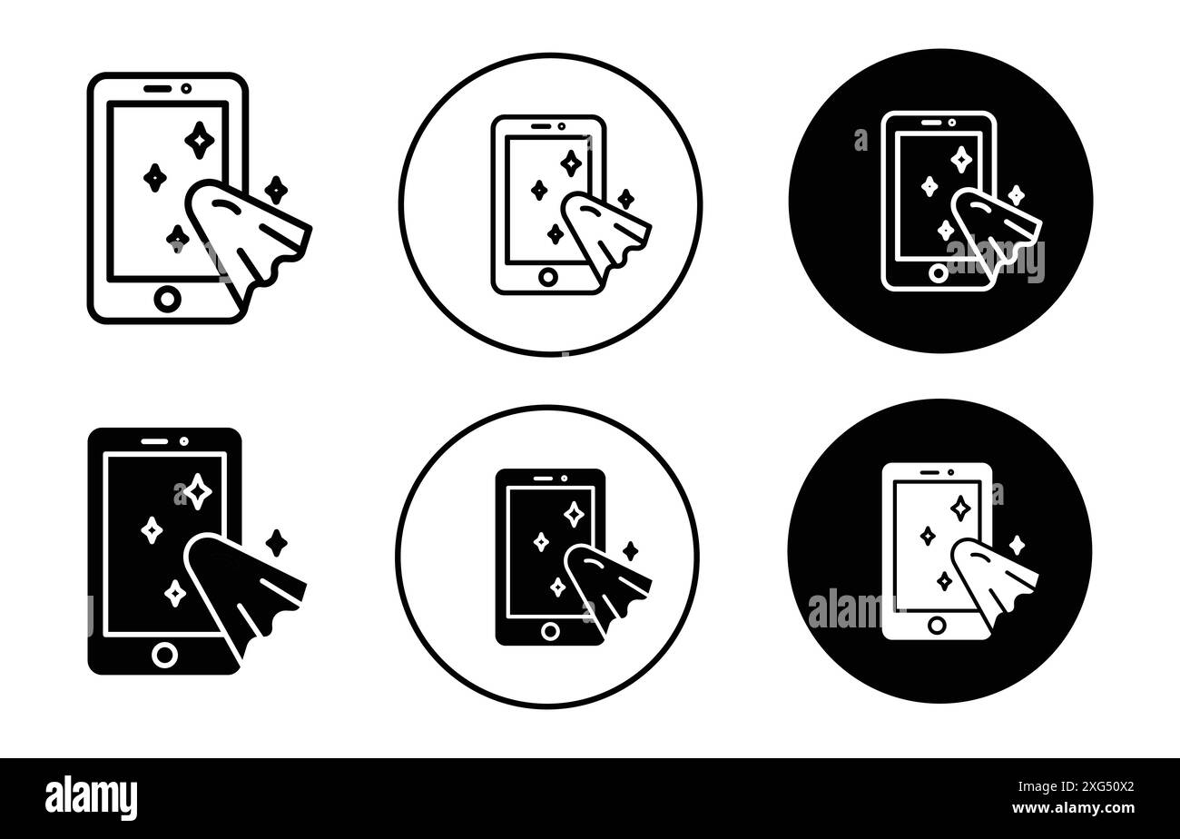 Cleaning mobile phone icon vector logo set collection for web app ui ...