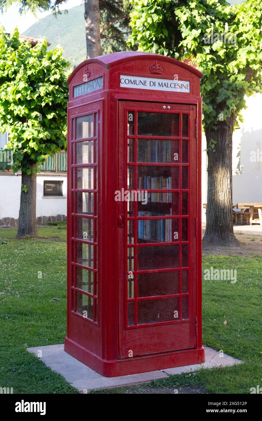 MALCESINE, ITALY - JUNE 12, 2024: British red telephone kiosk being ...