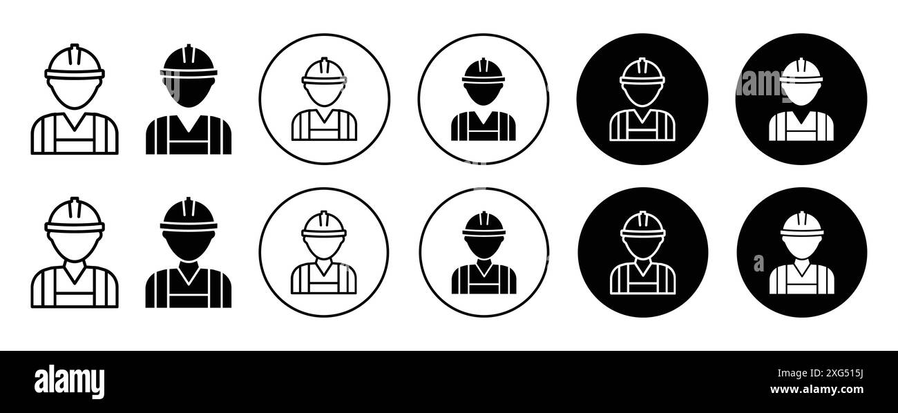 Construction worker icon vector logo set collection for web app ui Stock Vector Image & Art - Alamy