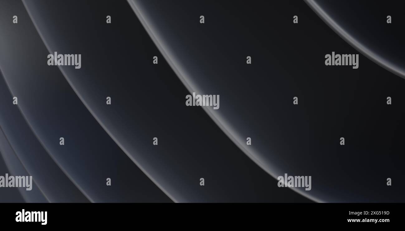 Abstract dark grey curved lines pattern texture 3d render illustration ...