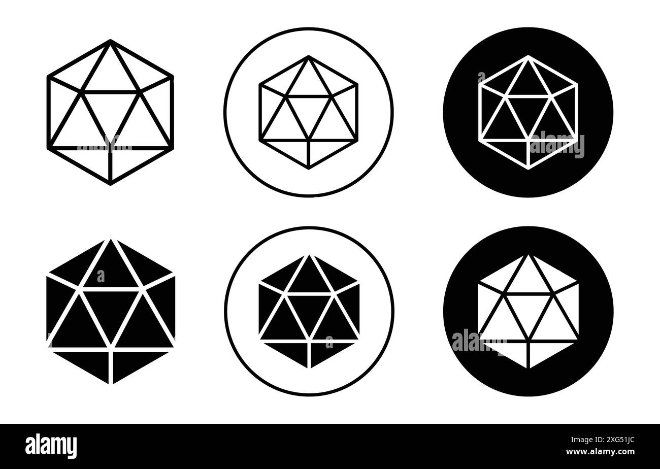 Icosahedron geometrical figure outline icon vector logo set collection ...