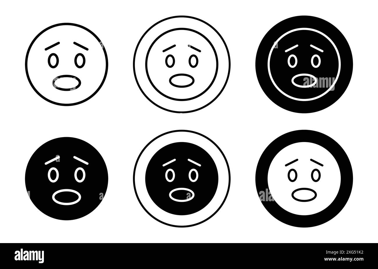 Fearful Face emoticon icon vector logo set collection for web app ui ...