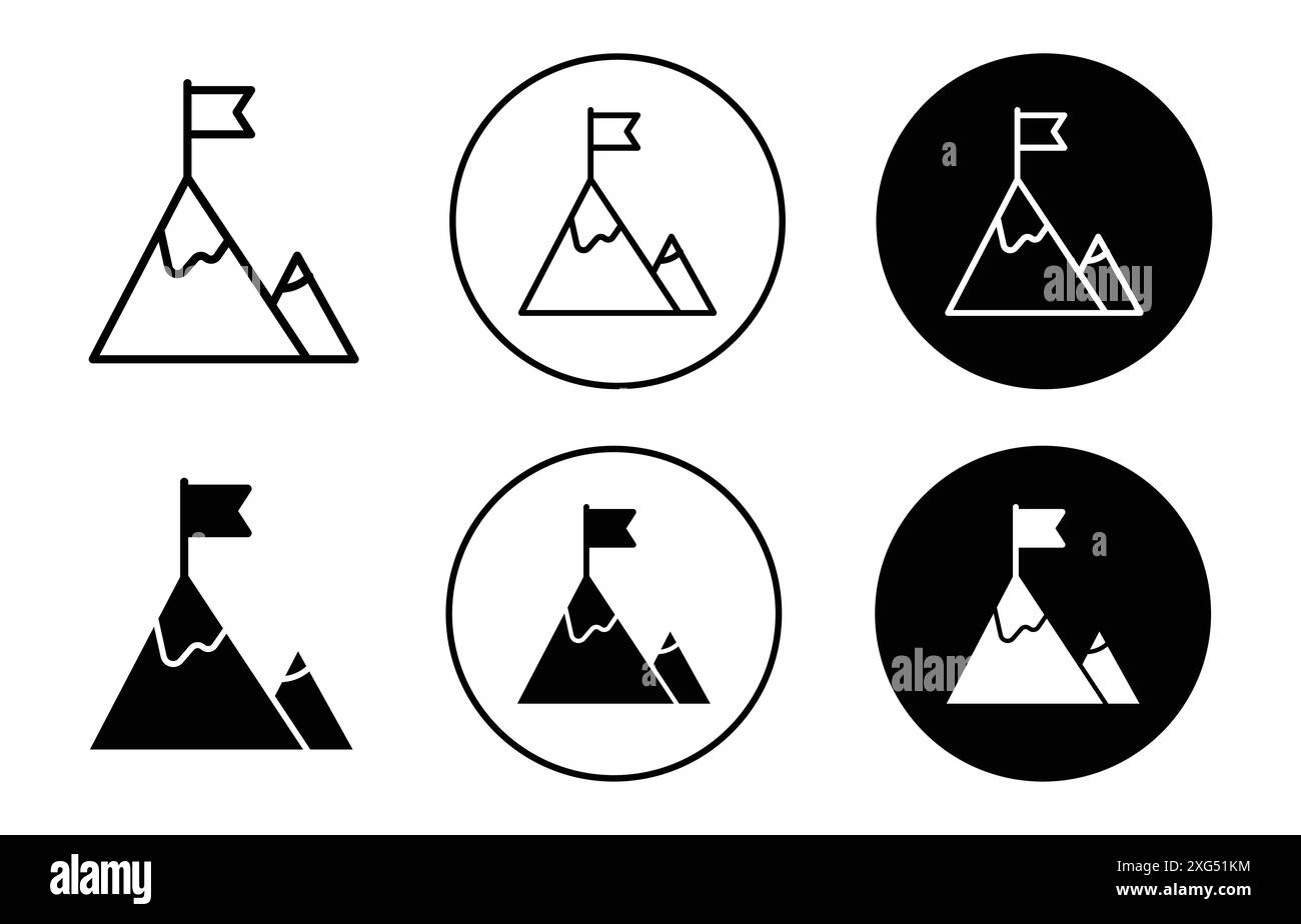 Flag on mountain top icon vector logo set collection for web app ui Stock Vector Image & Art - Alamy