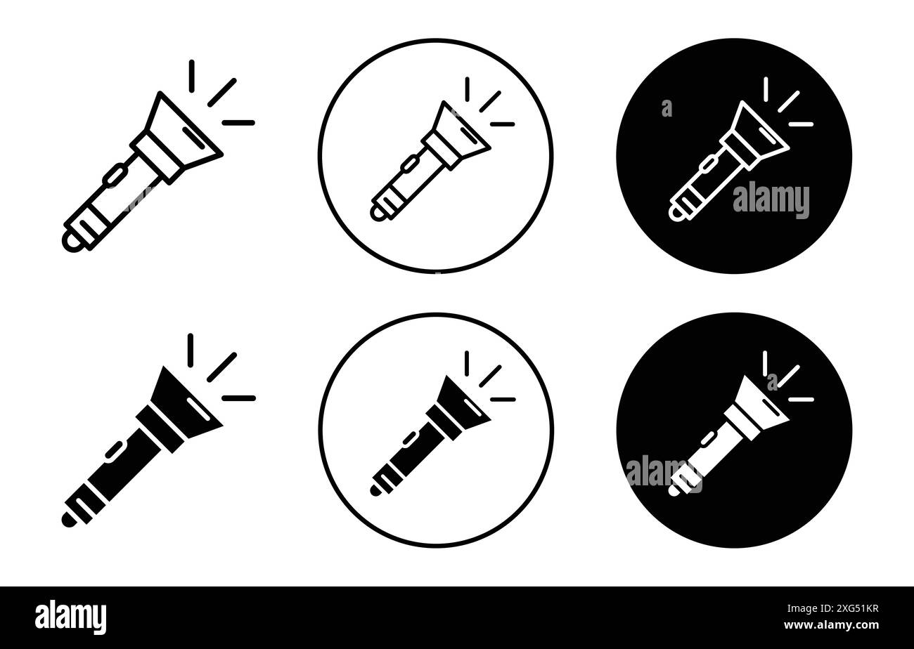 Flashlight icon vector logo set collection for web app ui Stock Vector ...