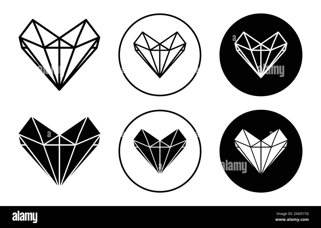 Heart shaped diamond icon vector logo set collection for web app ui Stock Vector Image & Art - Alamy