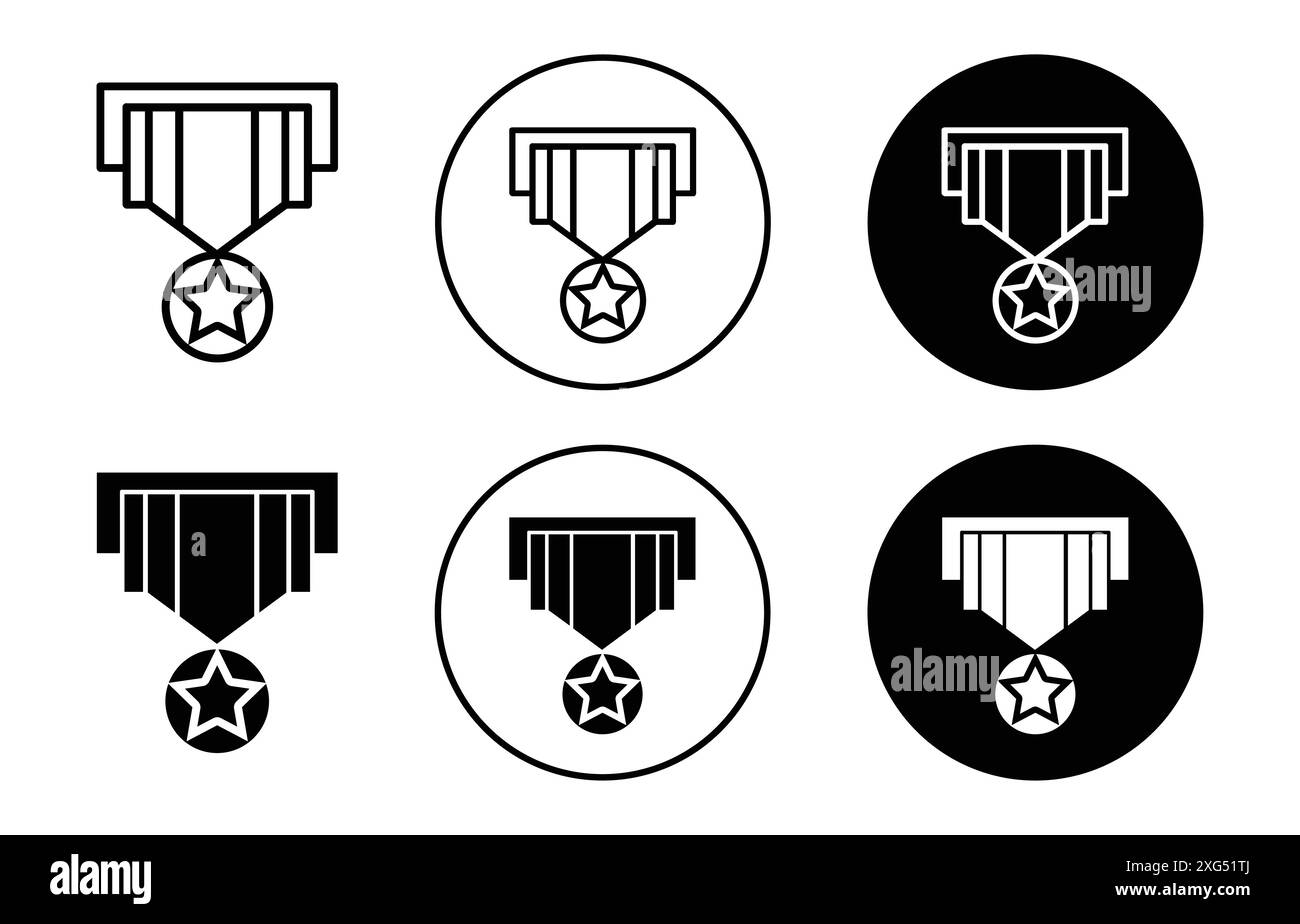Military Medal Icon Vector Logo Set Collection For Web App Ui Stock