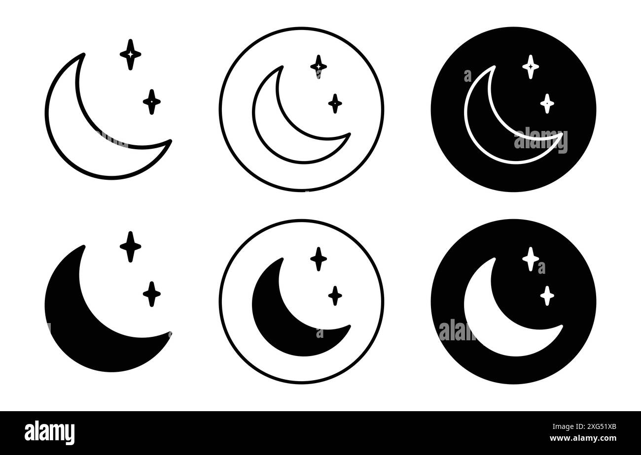 Half moon icon vector logo set collection for web app ui Stock Vector ...