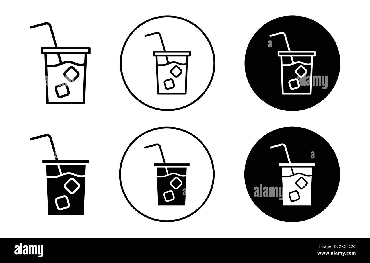 Iced tea cup icon vector logo set collection for web app ui Stock ...