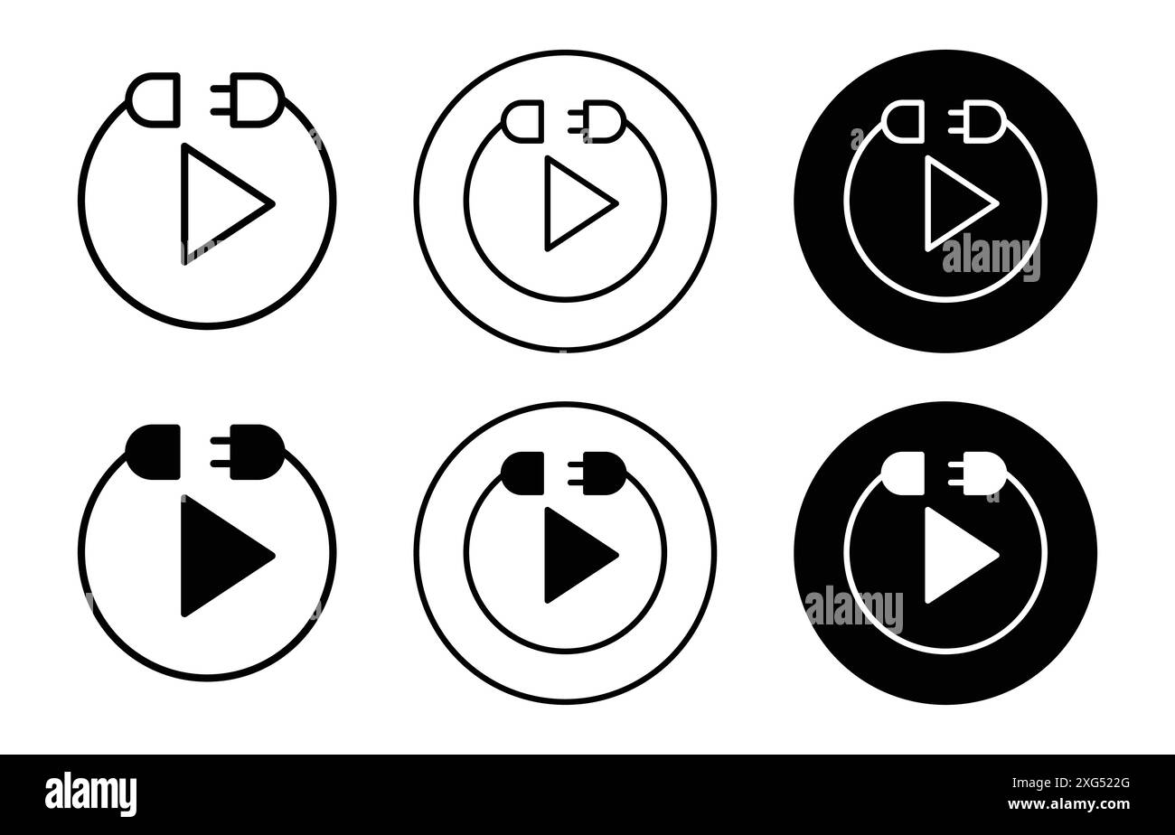 PLUG AND PLAY ICON vector logo set collection for web app ui Stock ...