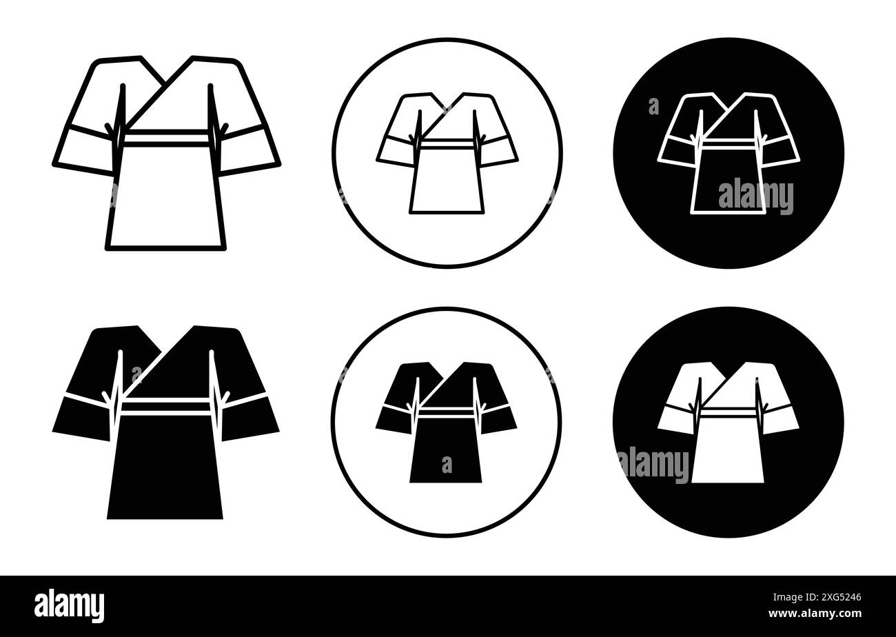 Japanese Kimono Icon Vector Logo Set Collection For Web App Ui Stock