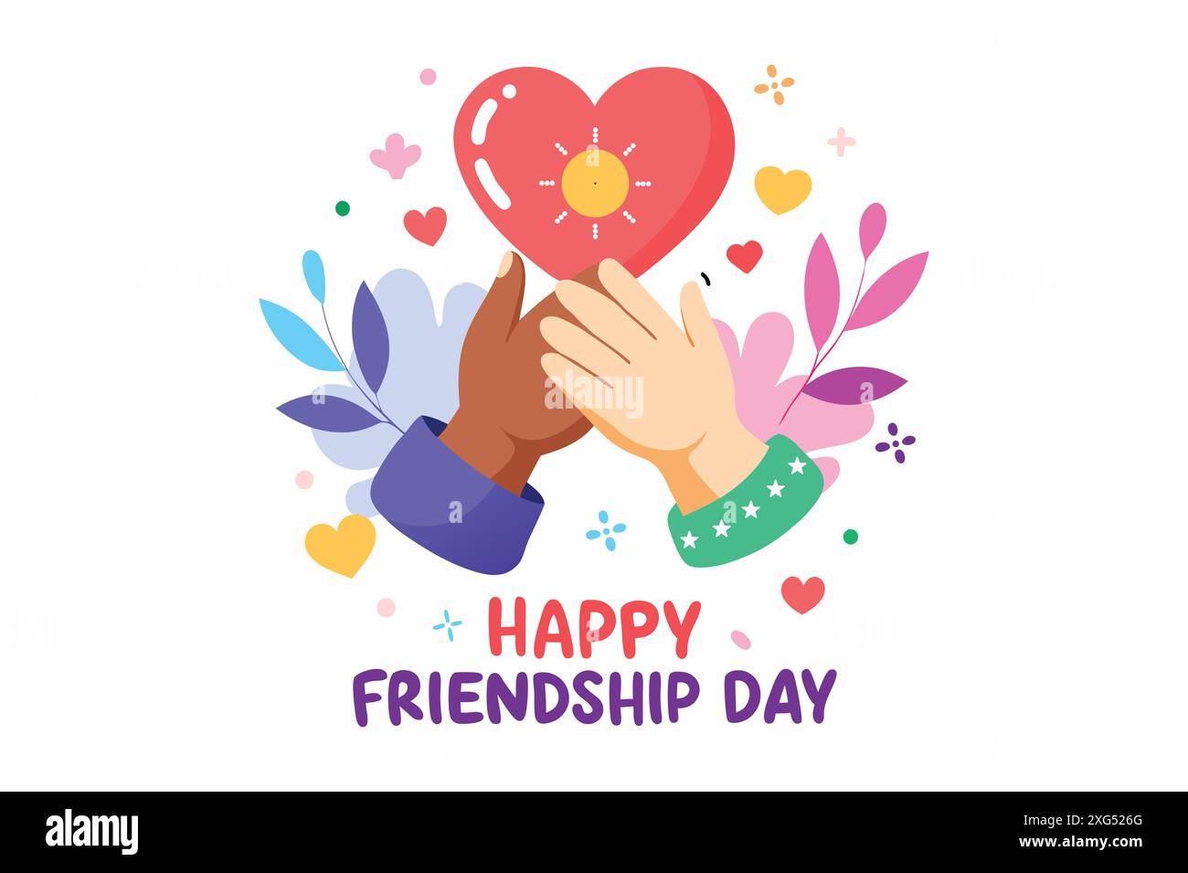 Hand drawn, Flat background, for international, friendship day ...