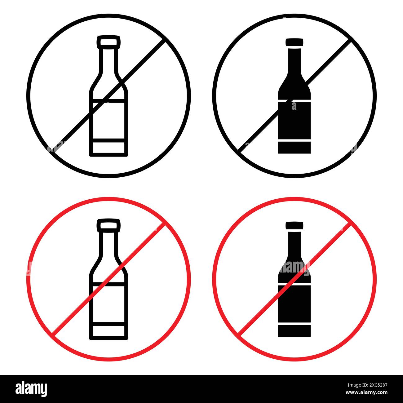 No alcohol sign vector logo set collection for web app ui Stock Vector ...