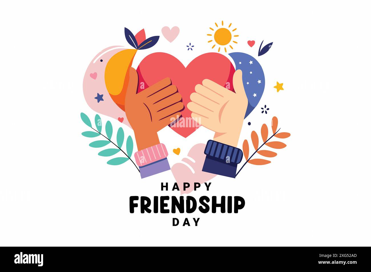 Hand drawn, Flat background, for international, friendship day ...