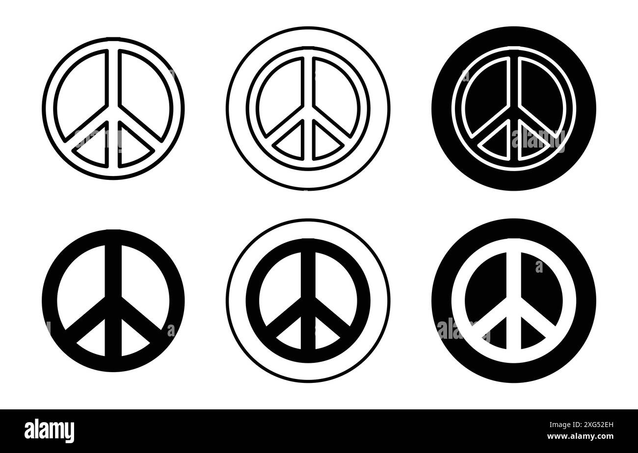 Peace Sign Symbol Icon vector logo set collection for web app ui Stock ...