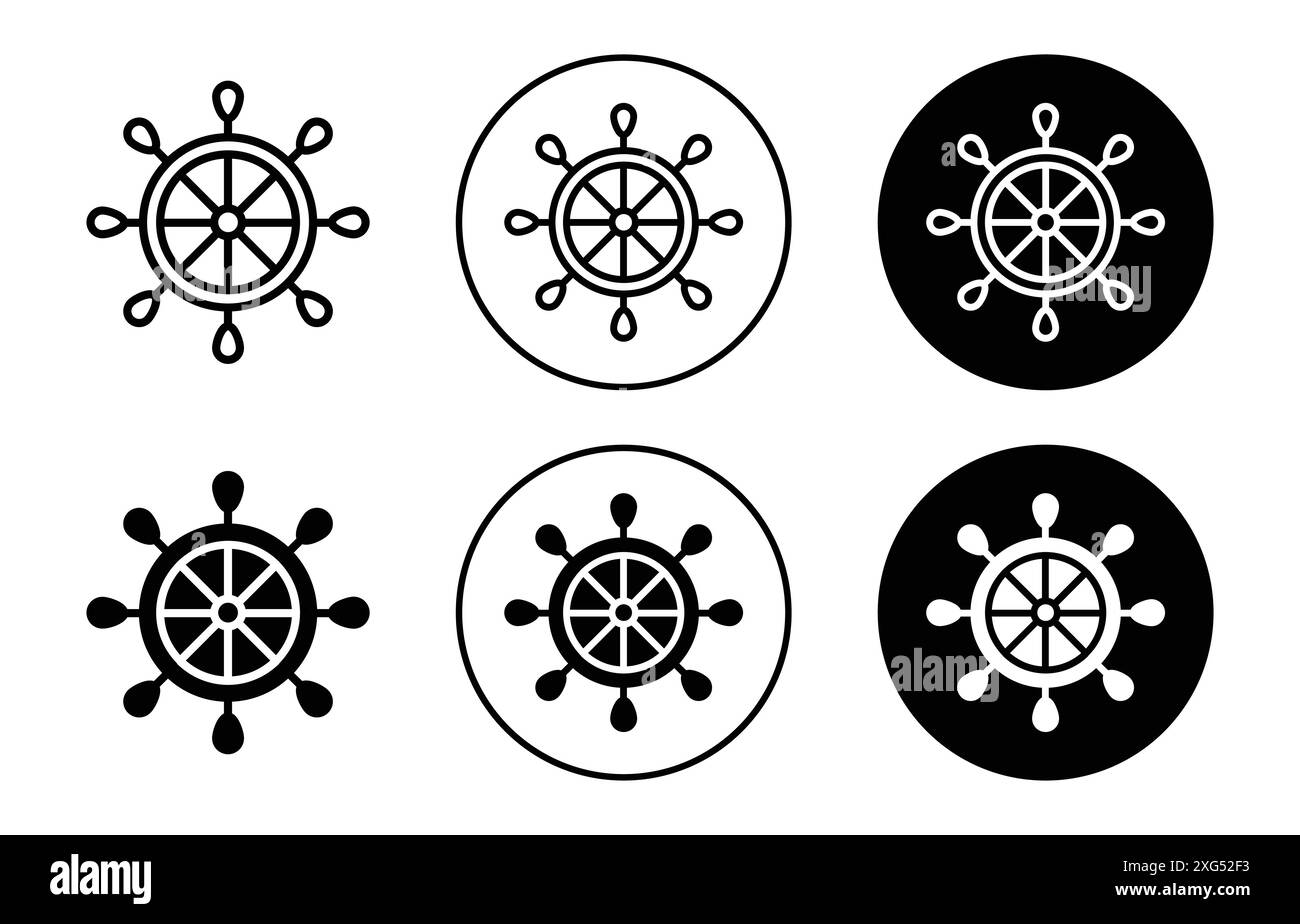 Ship steering wheel icon vector logo set collection for web app ui Stock Vector Image & Art - Alamy