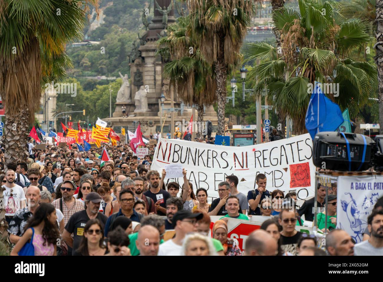 Barcelona, Spain. 06th July, 2024. Thousands of people are protesting ...