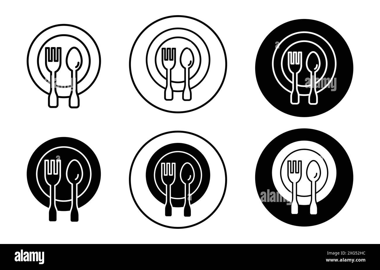 Spoon and fork Icon vector logo set collection for web app ui Stock ...