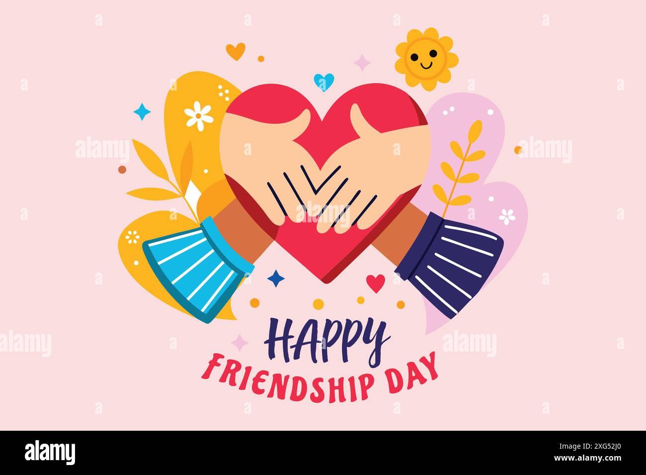 Hand drawn, Flat background, for international, friendship day ...