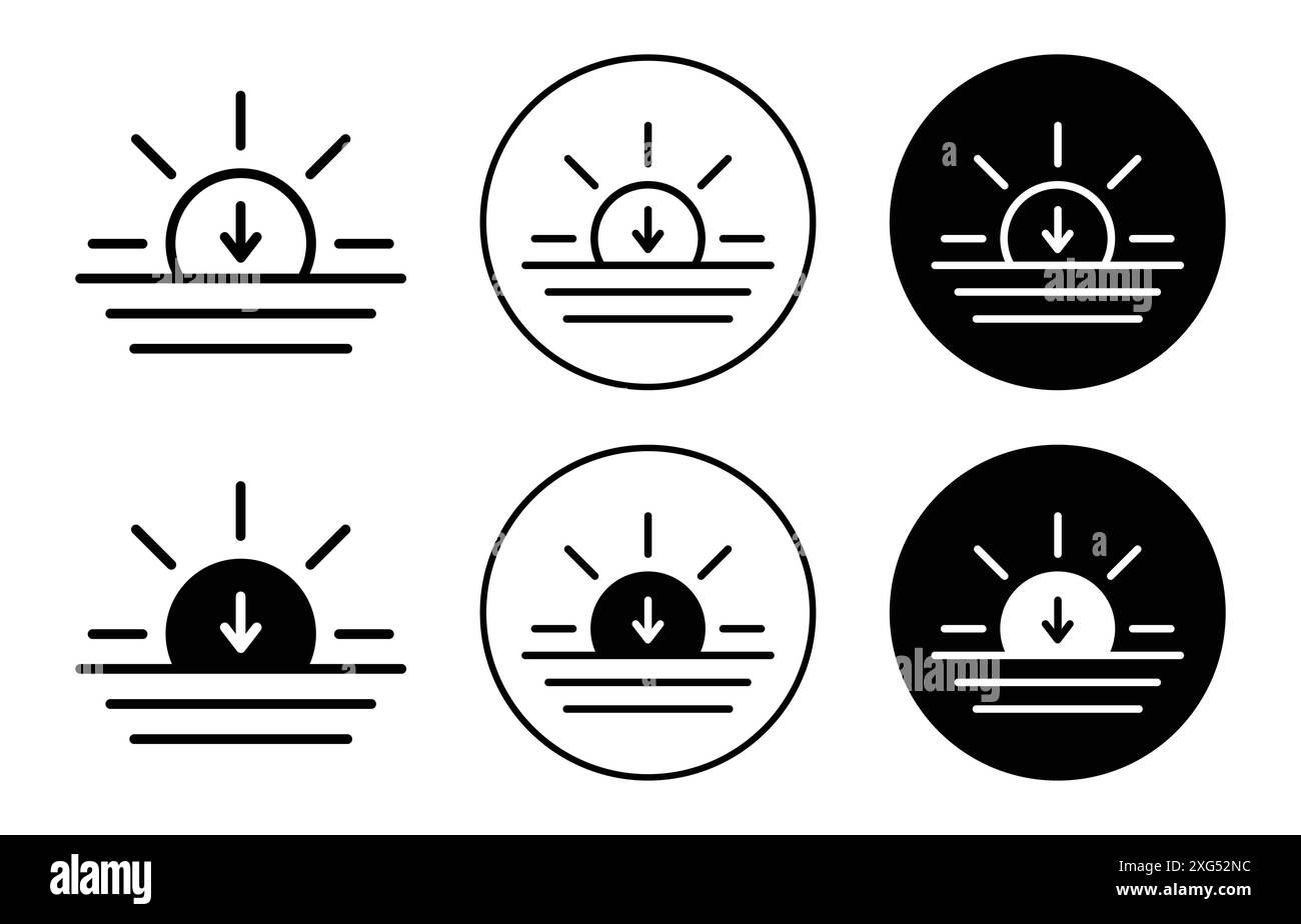 Sunrise Icon vector logo set collection for web app ui Stock Vector ...