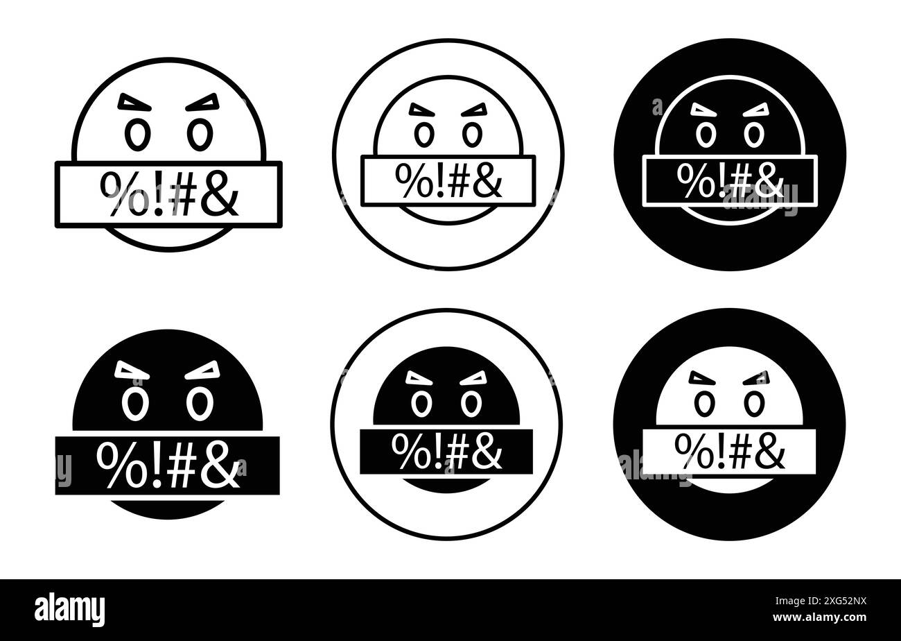 Swear face expression icon vector logo set collection for web app ui Stock Vector Image & Art ...