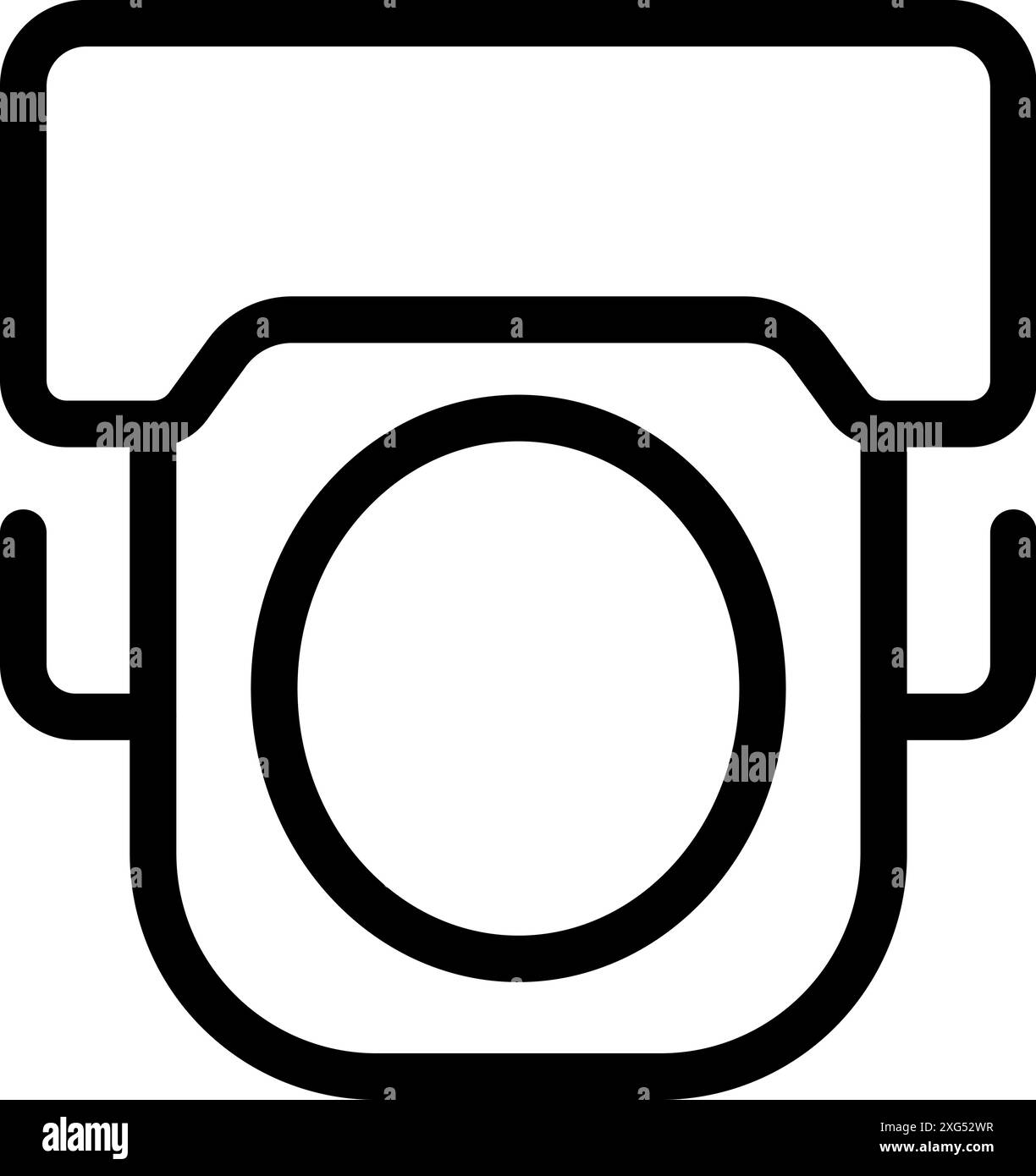 Simple black line icon of a cctv camera, representing security and ...