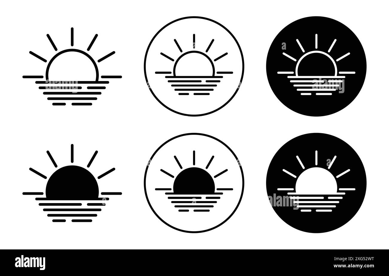 sunset icon vector logo set collection for web app ui Stock Vector ...