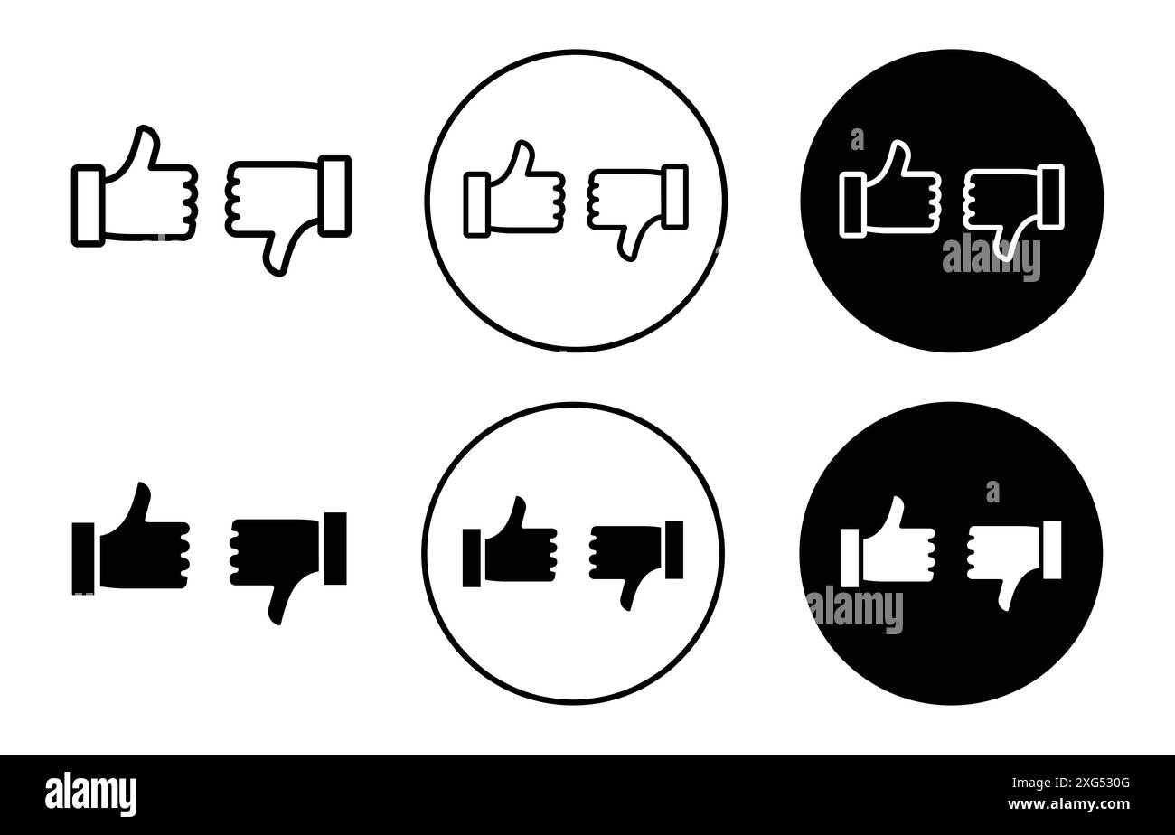 Thumbs up and thumbs down icon vector logo set collection for web app ...