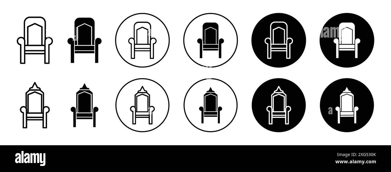 Royal throne icon vector logo set collection for web app ui Stock ...