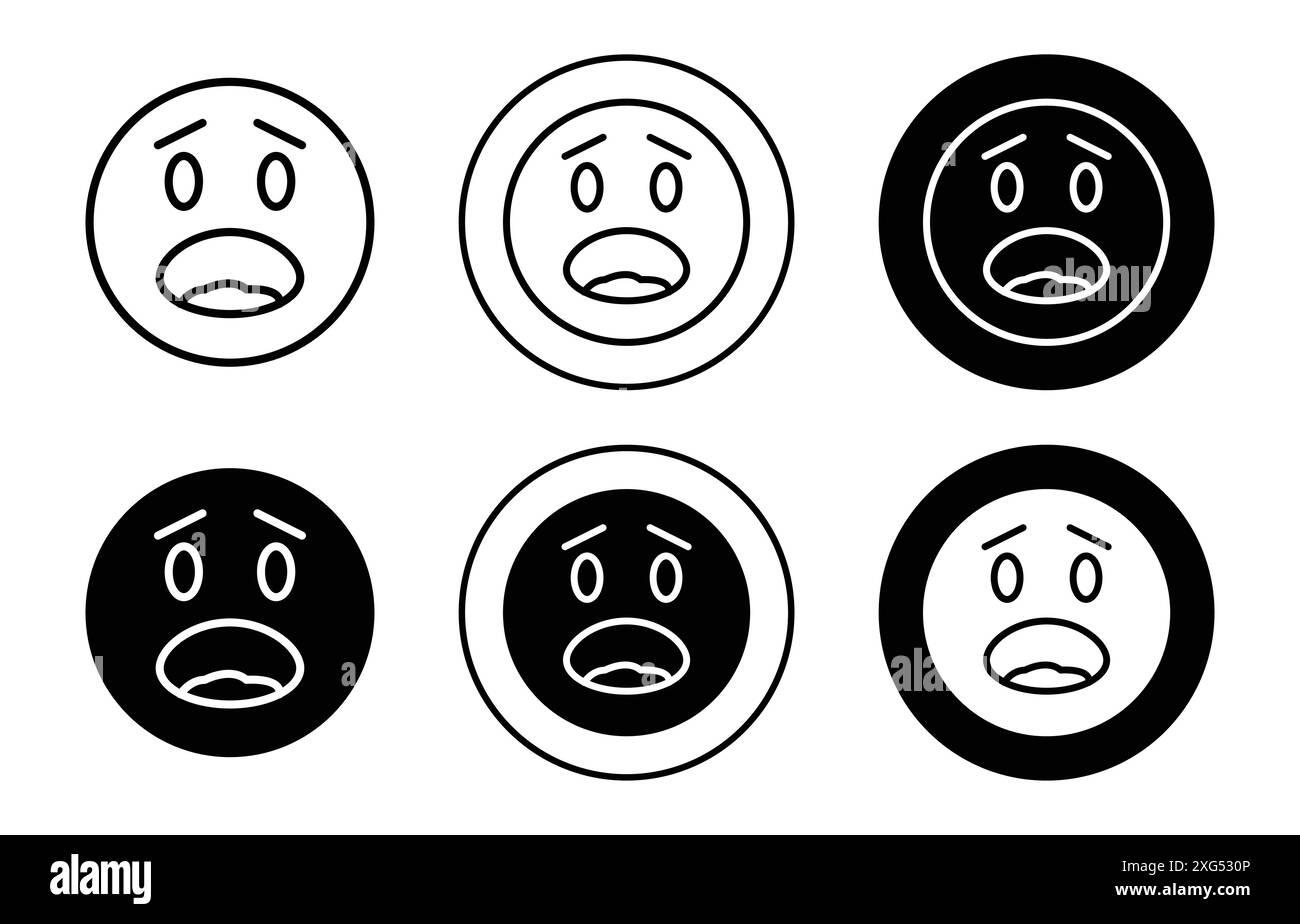 Scared expression face icon vector logo set collection for web app ui Stock Vector Image & Art ...